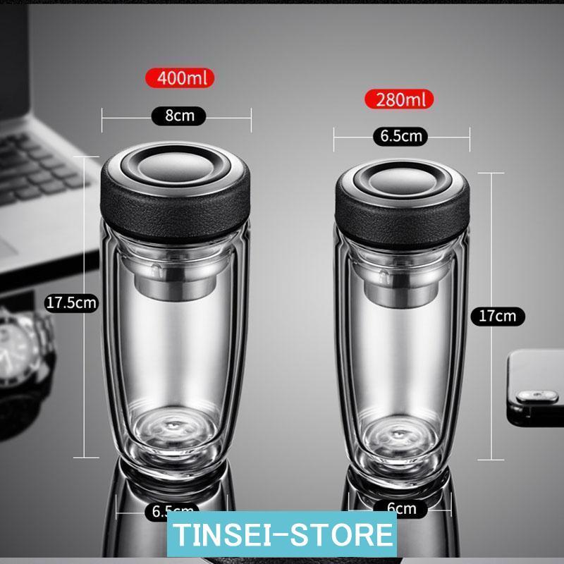ティーボトル 400ml ボトル 茶こし付き ガラス 水筒 耐熱ボトル ティーカップ ティーポットマイボトル マグボトル 透明 耐熱 二重ガラ : TINSEIヤフー店 - 通販 ...