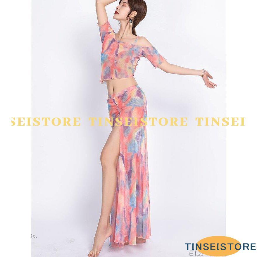 ベリーダンス衣装レディース 上下2点セットアップ かわいい系トップス ロングスカート インナーパン付きバックレスダンス練習着 レッスン着 :yyt-0531-ky123:TINSEIヤフー店 ...