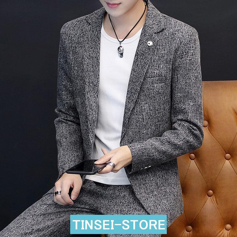 カジュアルスーツ 上下2点セット メンズ Men's suits セットアップ ストレッチ 上下 40代 50代テーラード パンツ 洗える スリム 春夏 秋冬 : TINSEIヤフー店 ...