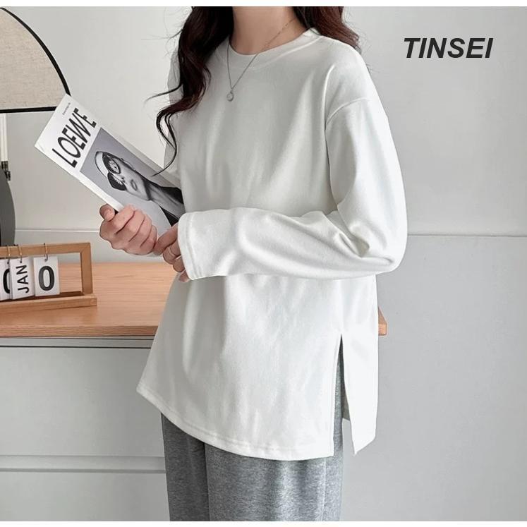 Tシャツ レディース 長袖 カットソー クルーネック 白ティー 無地 ゆったり ホワイトTシャツ 長袖Tシャツ コットン 重ね着 ゆるTシャツ : TINSEIヤフー店 - 通販 ...