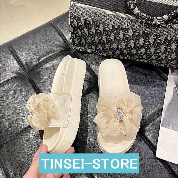 サンダル スリッパ ルームシューズ レディース 室内 外履き 滑り止め 軽量 厚底 美脚 リボン ラインストーン 可愛い おしゃれ : TINSEIヤフー店 - 通販 - Yahoo!ショッピング