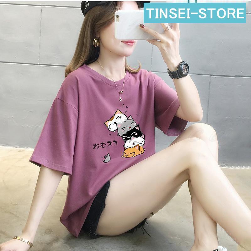 半袖Tシャツ レディース 可愛い猫柄 プリント 春夏秋 クルーネック コットン トップス カジュアル 柔らかい ゆったり きれいめ おしゃれ : TINSEIヤフー店 - 通販 - Yahoo ...