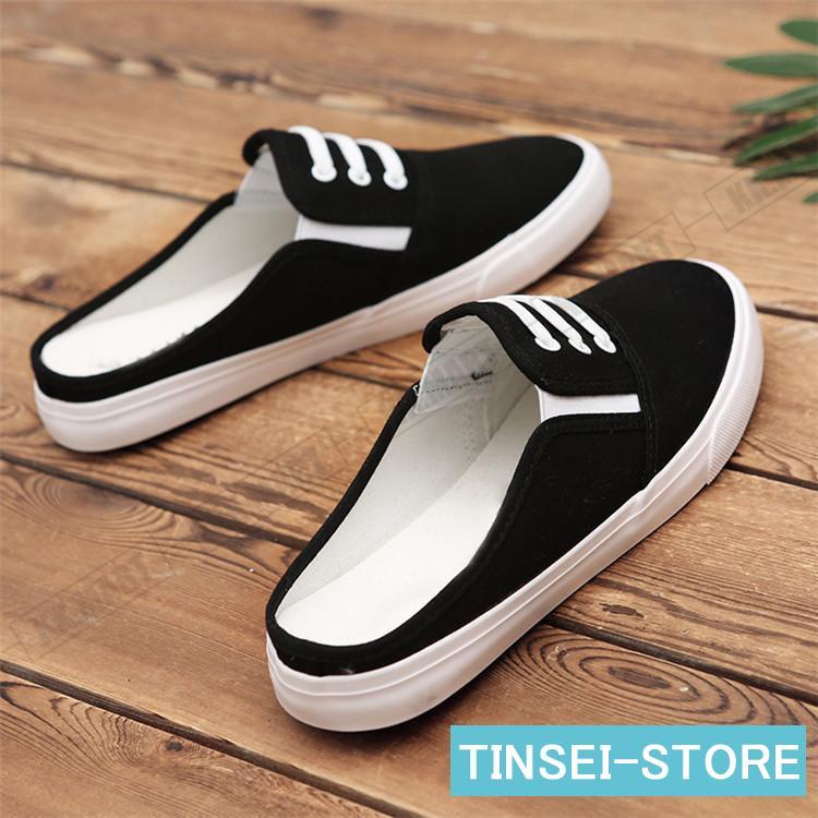 メンズ スリッポン スニーカーサンダル かかとなし スリッパ フラット