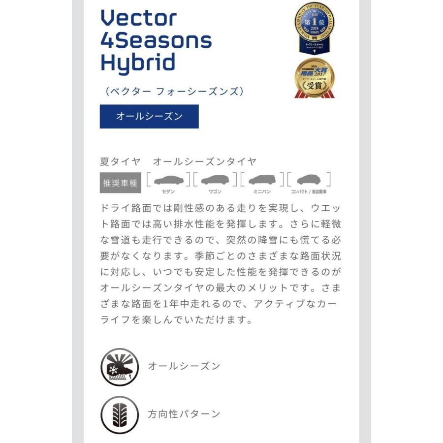 グッドイヤー（GOODYEAR） オールシーズンタイヤ Vector 4 Seasons Hybrid 195/60R17 90H 4本セット ...