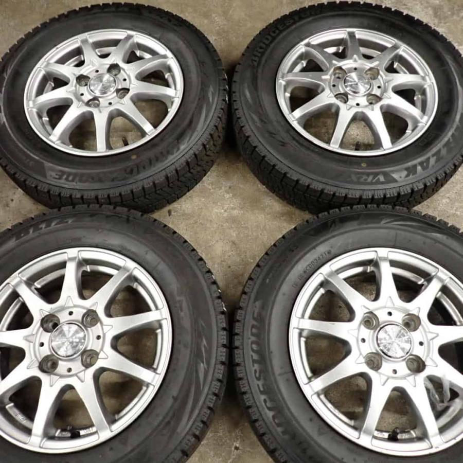 冬4本SET 会社宛 送料無料 145/80R13×4J 75Q ブリヂストン ブリザック VRX2 2021年製 アルミ モコ ワゴンR タント ミラ ココア NO,F1383 ...