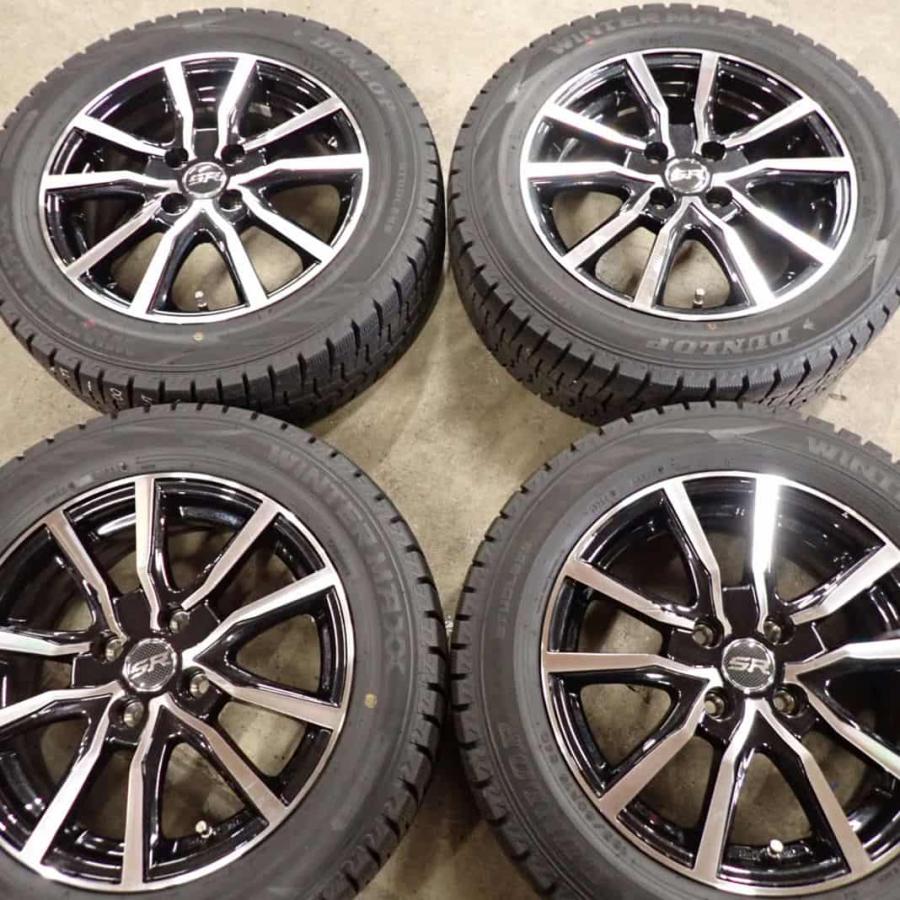 冬4本SET 会社宛 送料無料 185/60R15×5.5J 84Q ダンロップ WINTER MAXX WM02 2022年製 アルミ フィット シャトル アクア ノート NO,F1856 ...