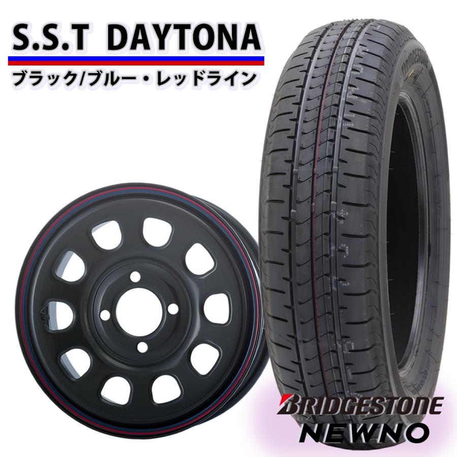 新品 4本価格 会社宛 送料無料 155/65R14×5J 夏 ブリヂストン NEWNO ニューノ SHONE SSTデイトナブラック 赤青 ...