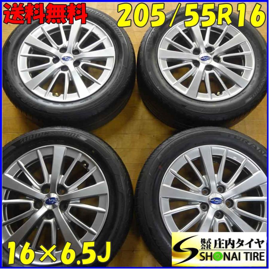 夏4本SET 会社宛 送料無料 205/55R16×6.5J 91V ブリヂストン トランザT001 スバル純正アルミ インプレッサ レガシィ ...