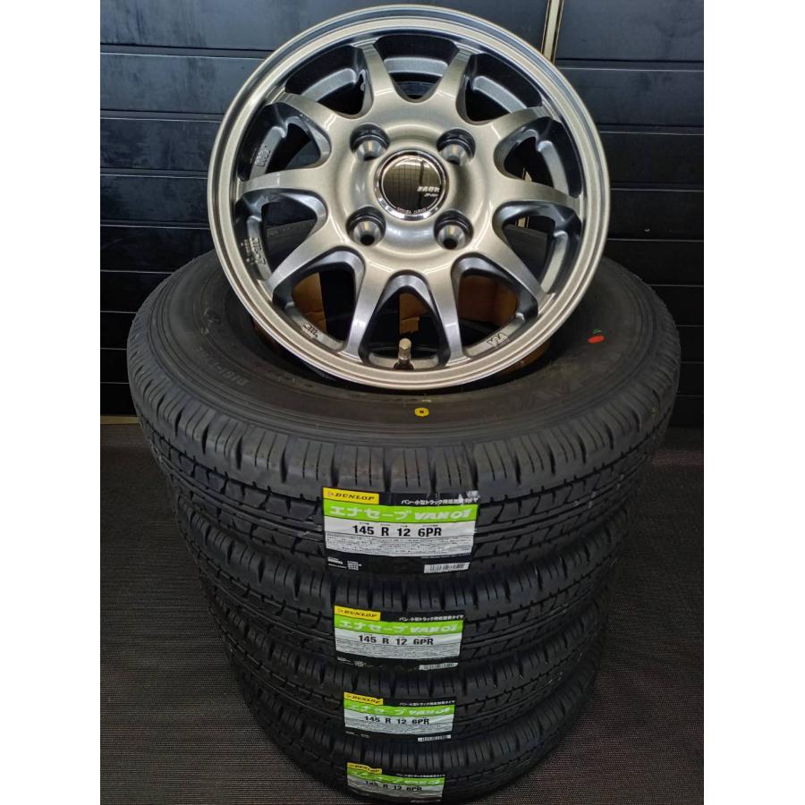 【2024年製】ダンロップ エナセーブ VAN01 145R12 6PR+JP202 4Jx12 +42 4H100 タイヤ・ホイール4本SET 車検対応 安心のJWL-T規格 ...