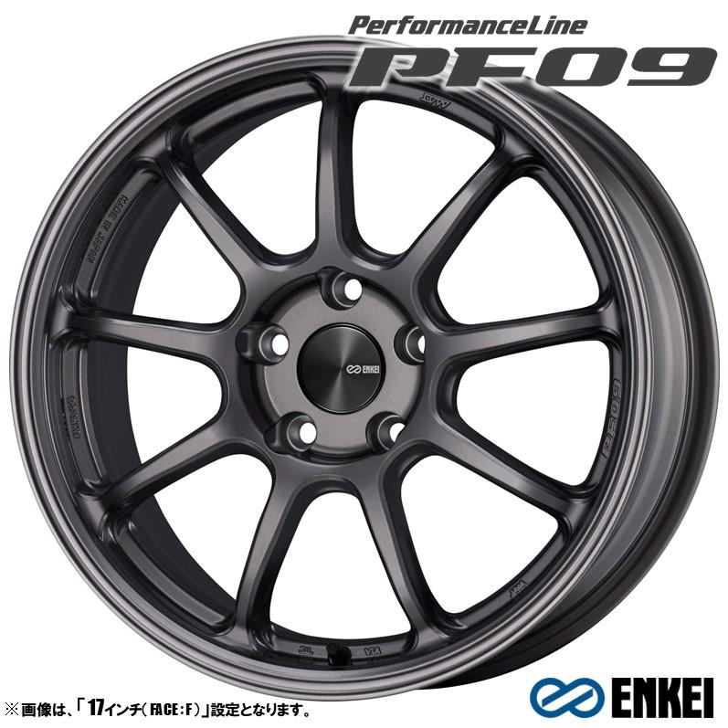 ENKEI 4本セット エンケイ PerformanceLine PF09 パフォーマンスライン 17インチ リム幅7.5J インセット+45 5穴 PCD100 DS（ダークシルバー ...