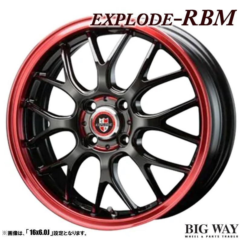 4本セット EXPLODE エクスプラウド RBM 16インチ リム幅6.0J インセット+48 4穴 PCD100 BIGWAY ビッグウェイ ブラック/レッドクリア : explode ...