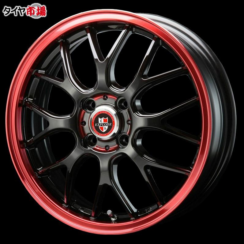 4本セット EXPLODE エクスプラウド RBM 16インチ リム幅6.0J インセット+48 4穴 PCD100 BIGWAY ビッグウェイ ブラック/レッドクリア : explode ...