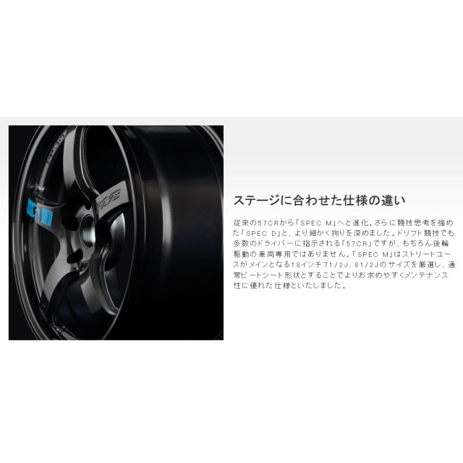 RAYS ホイール4本セット レイズ gramLights グラムライツ 57CR SPEC-M 18インチ リム幅7.5J インセット+50 5穴 PCD114.3 スーパーダークガンメタ ...