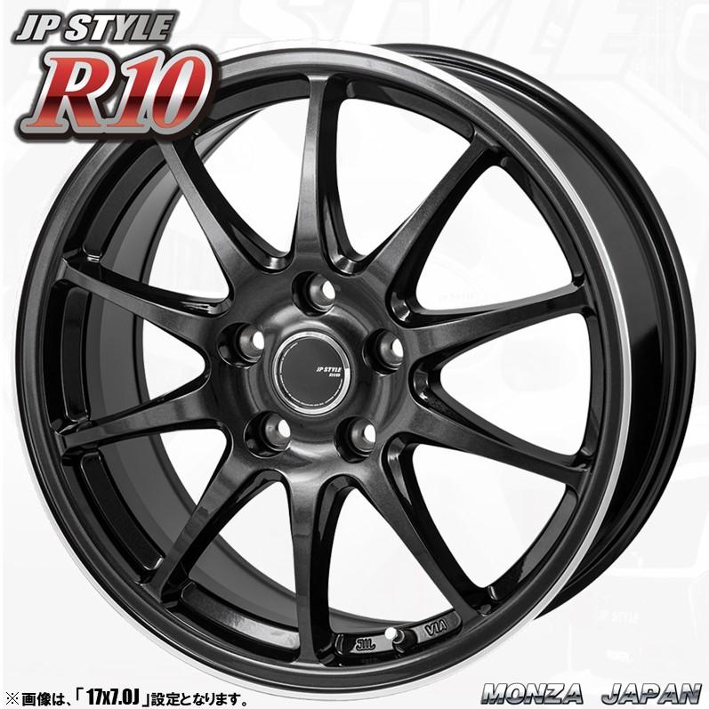 MONZA JAPAN 4本セット モンツァ JP-STYLE R10 17インチ リム幅7.0J インセット+45 5穴 PCD114.3 パールブラック / フランジカットポリッシュ ...