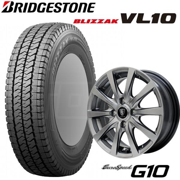 BRIDGESTONE 145/80R12 86/84N LT【軽トラック・バン用】アルミ付スタッドレスタイヤ4本 ブリヂストン VL10A 12X4.00B 4穴 PCD：100 ユーロ ...