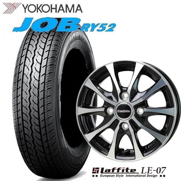 ヨコハマタイヤ 145R12 6PR軽トラック・バン用【アルミ付低燃費タイヤ4本セット】 YOKOHAMA JOB RY52 12X4.00B 4穴 PCD：100 Laffite LE-07 ...