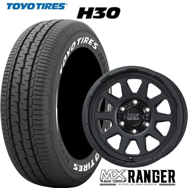 BRIDGESTONE ハイエース【アルミ付タイヤ4本セット】 195/80R15 TOYO H30/トーヨー H30 MAD CROSS RANGER/マッドクロス レンジャー 15X6 ...