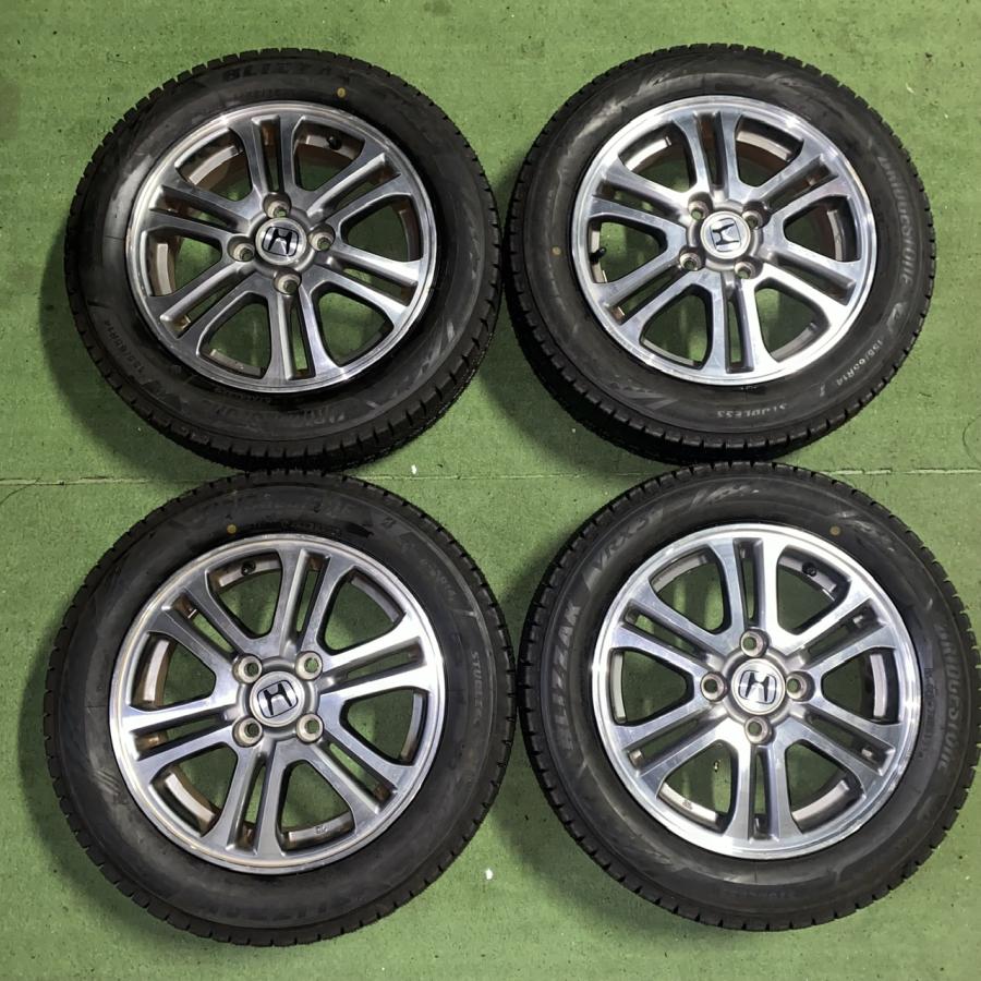 ブリザック VRX3 155/65R14 スタッドレス ホイールセット 四本 ホンダ 純正 2021年 VRX3 ほぼ未使用タイヤ N-BOX ...