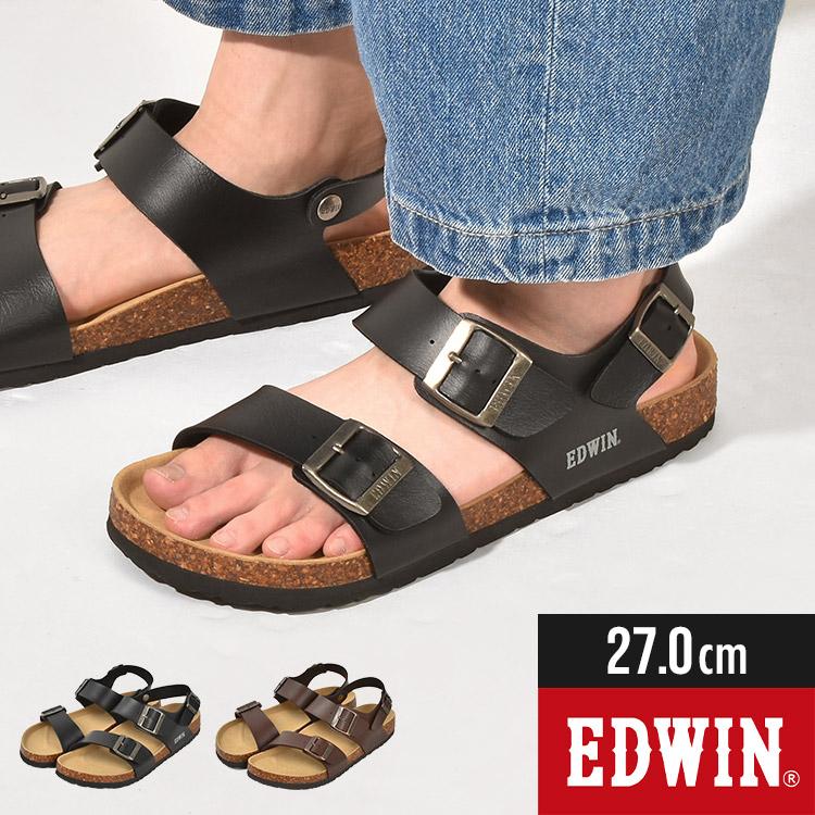 EDWIN サンダル エドウィン メンズ かかと付き EB1002 カジュアル 春 夏用 靴 疲れない 27cm 歩きやすい コンフォートサンダル 黒 ブラウン : TIS - 通販 ...