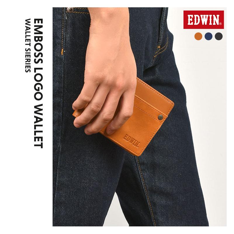二つ折り財布 メンズ ブランド おしゃれ エドウィン EDWIN ミニ 大容量 薄い 小銭入れあり 入学祝い ギフト プレゼント ロゴ ワンポイント 黒 紺 茶色 箱入り :edwin ...