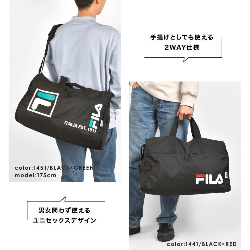 FILA ボストンバッグ フィラ 2泊 修学旅行 中学生 小学生 高校生 メンズ レディース 男女 斜めがけ ショルダーバッグ 35L 大容量 通学 2WAY スポーツ ブラック : TIS ...