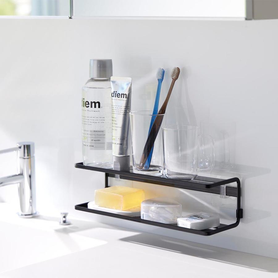 洗面所 収納 棚 おしゃれ 山崎実業 フィルムフックサニタリーラック 2段 タワー 2173 2174 tower 壁掛け 洗面台 小物置き ラック スリム 壁面 : ymj-2173 ...