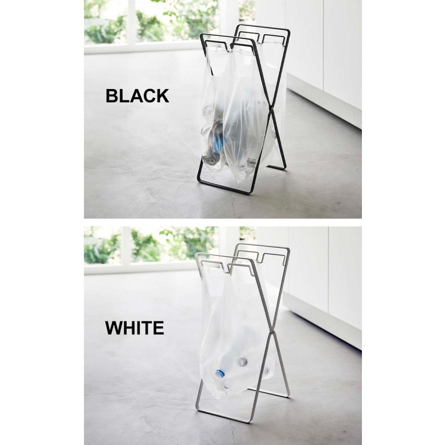 tower レジ袋2連＆30L ゴミ袋スタンド 5712 5713 タワー 山崎実業 キッチン 分別 折りたたみ ごみ箱 コンパクト ブラック ホワイト 黒 白 台所 レジ袋スタンド ...