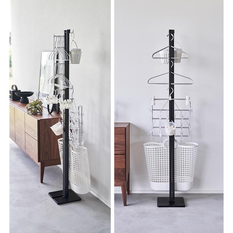 tower 山崎実業 折り畳み室内物干し タワー 6619 6620 物干し竿 室内 室内干し ハンガーホルダー 1.5m おしゃれ シンプル 折りたたみ 式 白 黒 スタイリッシュ ...