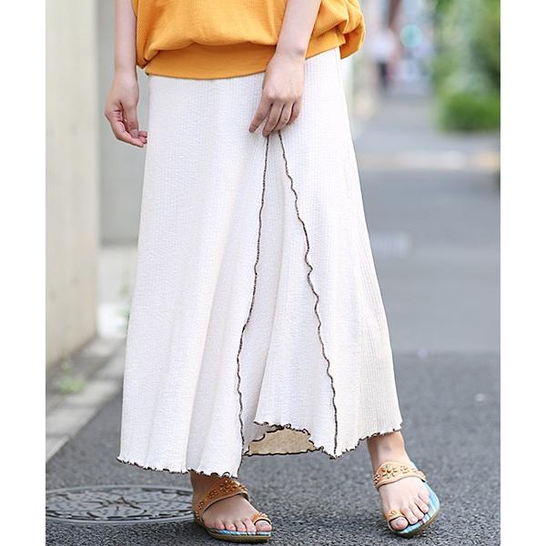 チチカカ ロングスカート マキシ丈スカート レディース 春 夏 薄手 春服 夏服 ボトムス ウエストゴム 裏地付き 無地 シンプル スラブ ...