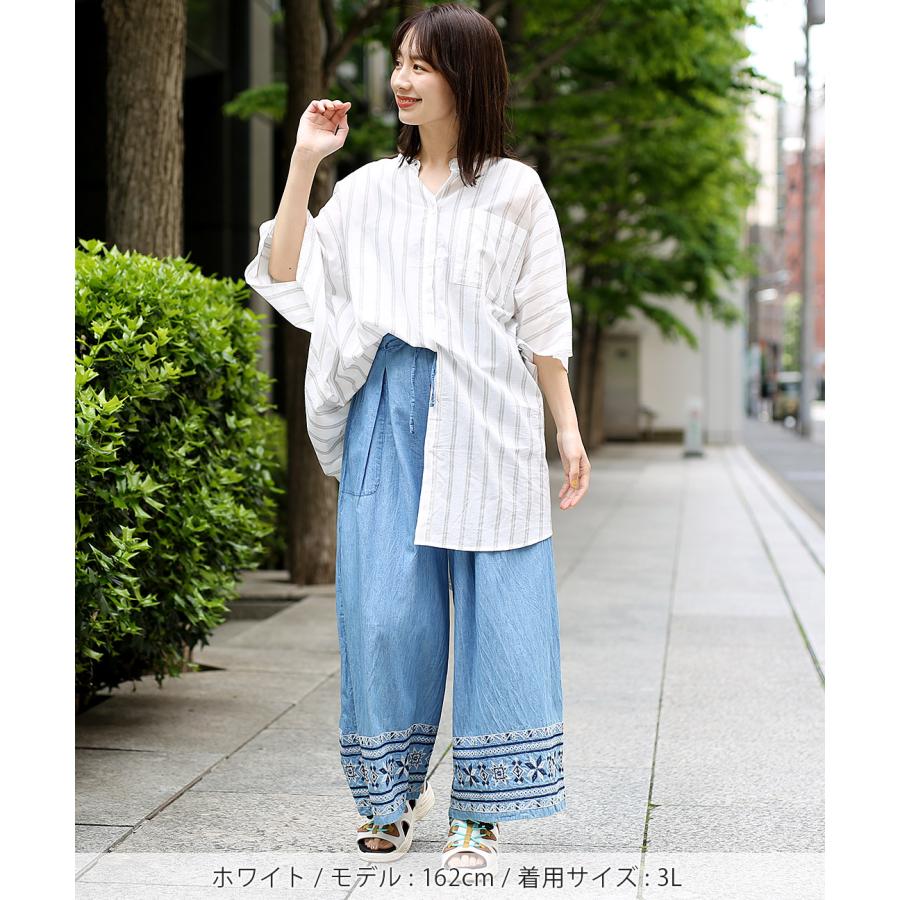 チチカカ ビッグポンチョシャツ(大きいサイズ) ／ チュニックシャツ トップス レディース 春 夏 15号 LL 3L 大きめサイズ 半端袖 ...