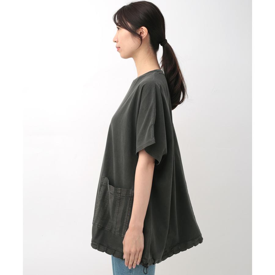 チチカカ 裾ドロストドルマンTシャツ(大きいサイズ) ／ ティーシャツ トップス カットソー プルオーバー レディース 15号 LL 3L 大きめサイズ 無地 切り替え ゆったり : チチカカ ...