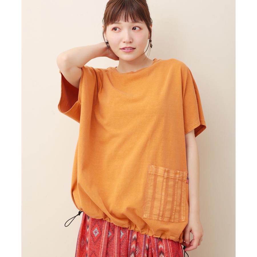 チチカカ 裾ドロストドルマンTシャツ(大きいサイズ) ／ ティーシャツ トップス カットソー プルオーバー レディース 15号 LL 3L 大きめサイズ 無地 切り替え ゆったり : チチカカ ...