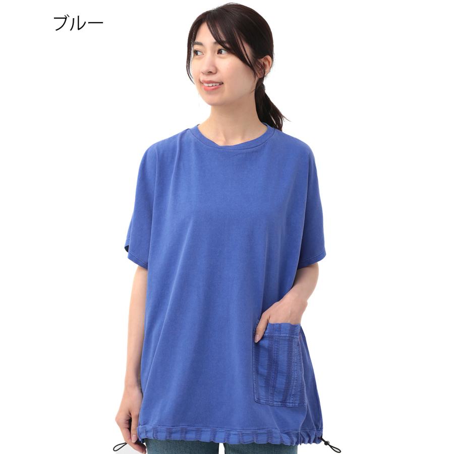 チチカカ 裾ドロストドルマンTシャツ(大きいサイズ) ／ ティーシャツ トップス カットソー プルオーバー レディース 15号 LL 3L 大きめサイズ 無地 切り替え ゆったり : チチカカ ...