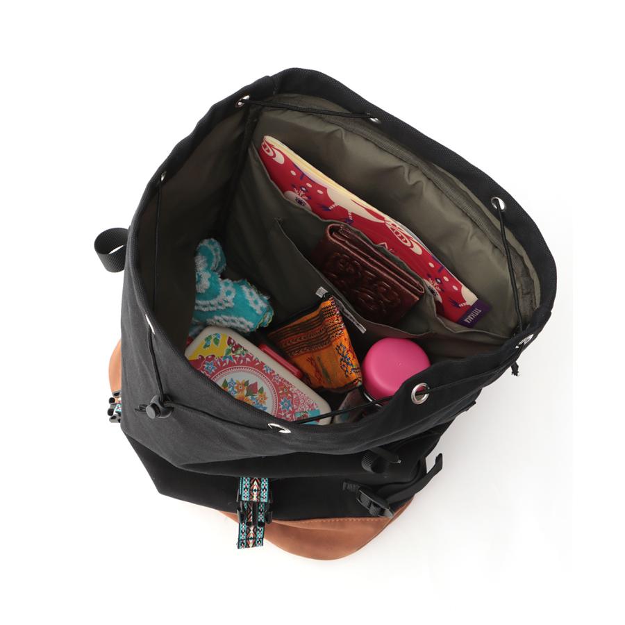 ネイティブ刺繍キャンバスリュック ／ バックパック 大容量 22L たっぷり 男女兼用 フラップポケット チマヨ刺繍 A4 デイパック リュックサック zmscbb7028 ...