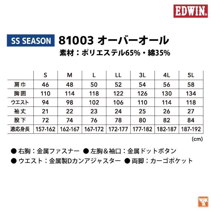 半袖つなぎ 半袖ツナギ エドウインオールインワン EDWIN ミニヘリンボン シャドーストライプつなぎ 春夏 エドウィン edwin-81003 : スポーツインナーSportsTK - 通販 ...