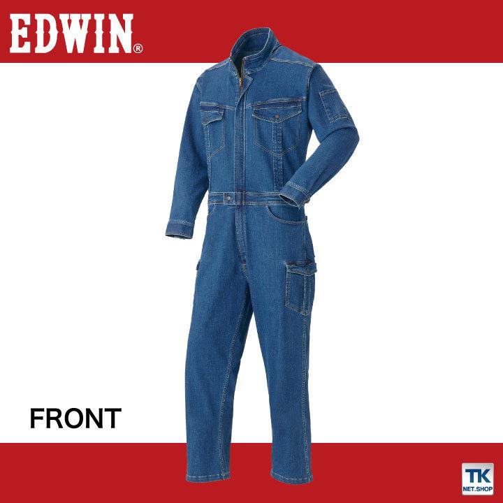 長袖デニムつなぎ服 EDWIN ストレッチ バイオウォッシュ加工 作業着 おしゃれ カジュアル つなぎ 年間 春夏 秋冬 エドウィン edwin-81008-b :edwin-81008-b ...