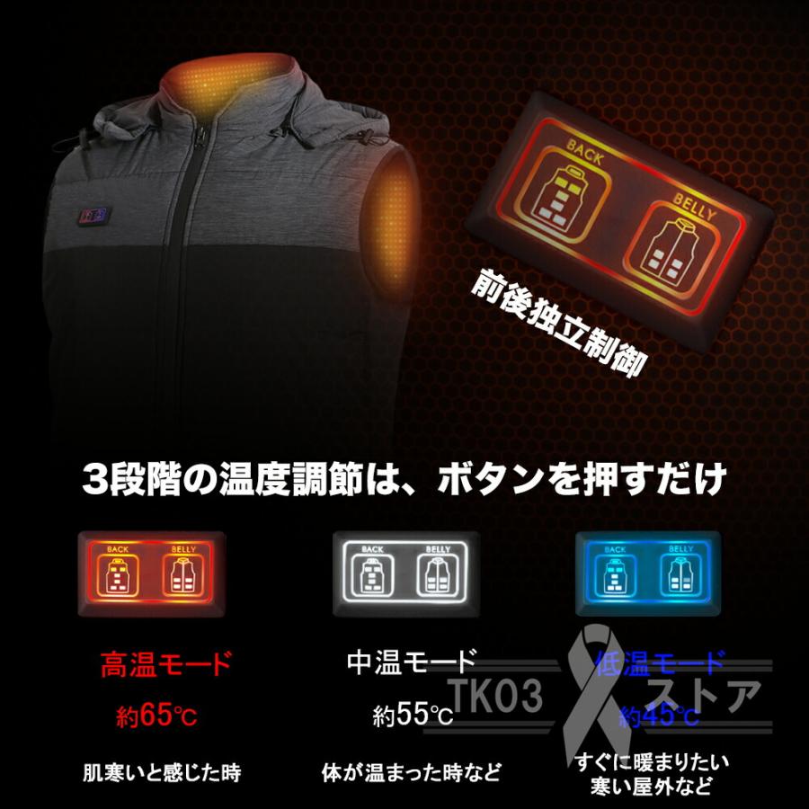 電熱ベスト 日本製繊維ヒーター 12ヒーター 男女兼用 ユニセックス 電熱ジャケット 温熱 取外し可能フード付 バイクウェア 電熱 電熱ウェア ヒーター付きベスト : tk-jrf-10 ...