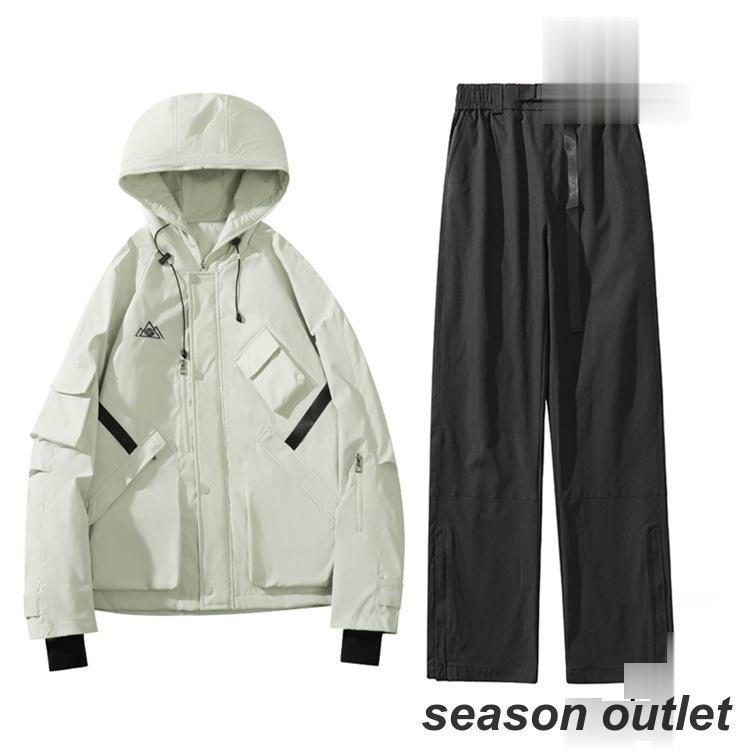 スノーボードウェア 上下セット スキーウェア レディース メンズ オーバーサイズ ボードウェア スノボウェア スノボ ウェア スノーボード 配色 : cc123-lssm41 : season ...