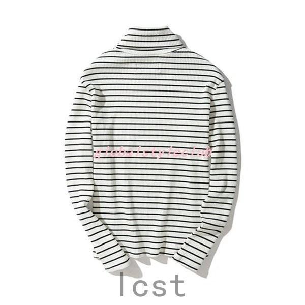 カットソー長袖TシャツロングTシャツスメンズ男性ハイネック長袖ボーダーおしゃれシンプルカジュアルおしゃれファッション : TMストア2 ...