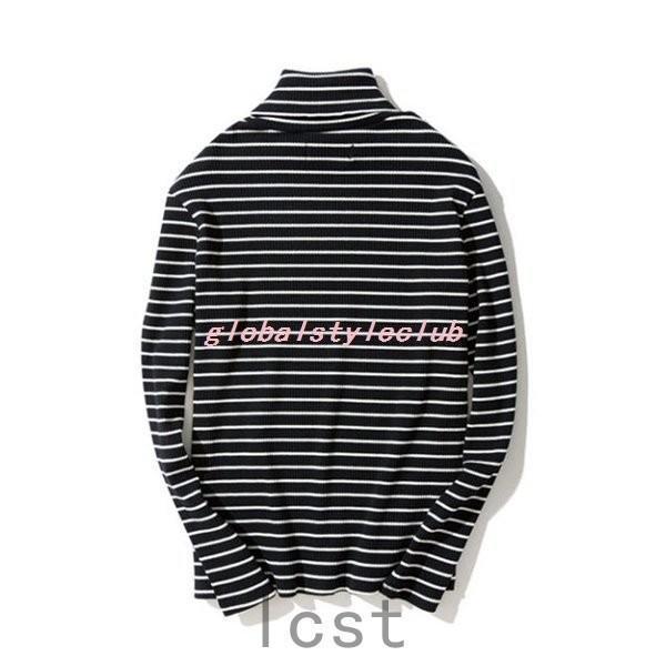 カットソー長袖TシャツロングTシャツスメンズ男性ハイネック長袖ボーダーおしゃれシンプルカジュアルおしゃれファッション : TMストア2 ...