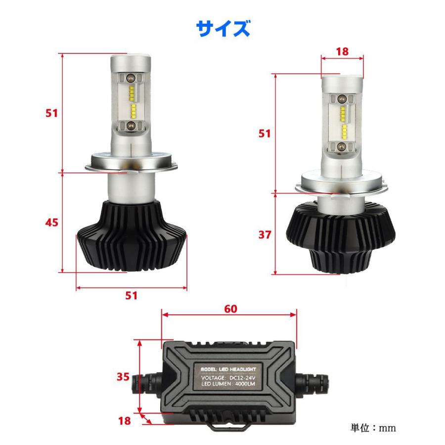 LED ヘッドライト H4 Hi/Lo LEDバルブ PHILIPS LUXEON ZES チップ採用 6500K 8000lm IP65 車検対応 HZ097 : TECH-MASTER ...