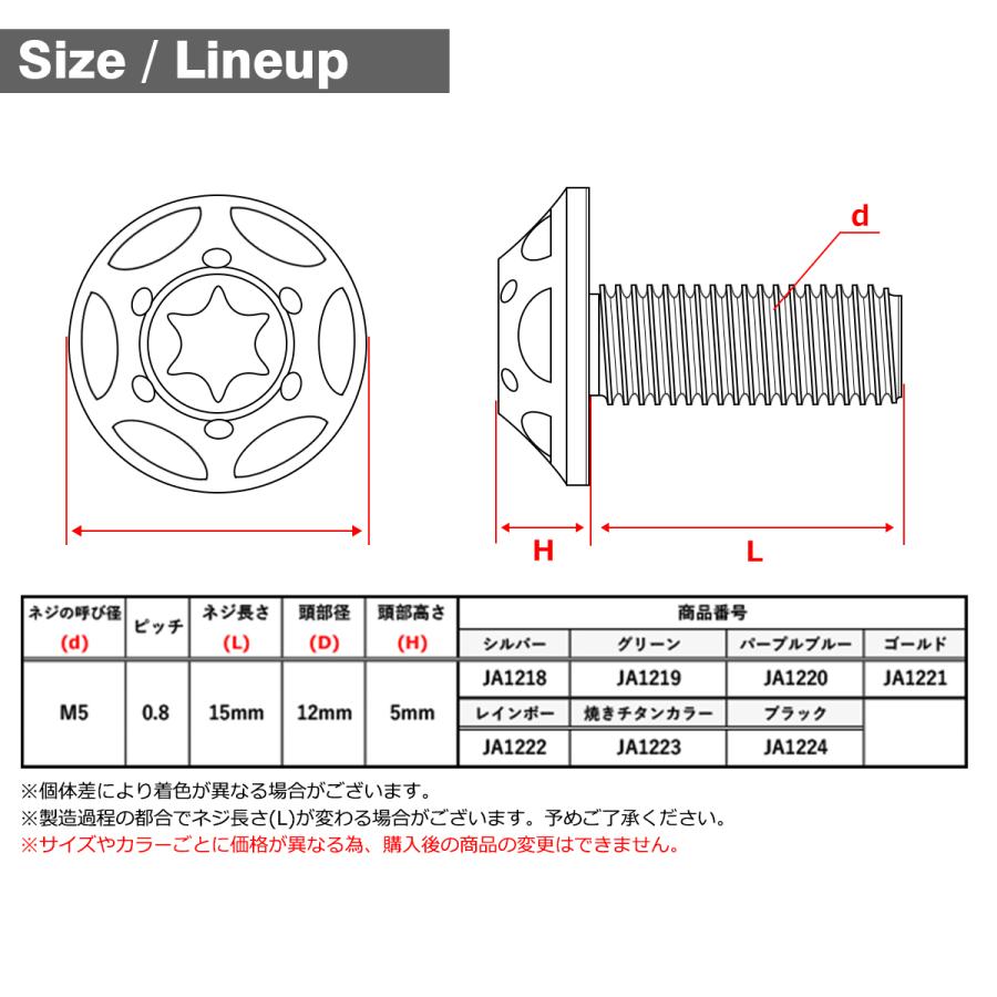 チタンボルト M5×15mm P0.8 トルクス穴 フランジ付き ボタンボルト シルバーカラー 1個 JA1218 : ja1218 : TECH-MASTER バイクテン - 通販 ...