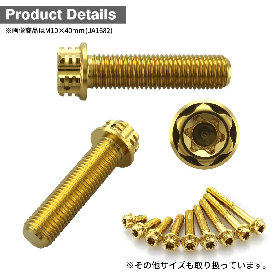 ブランド登録なし チタンボルト M10×40mm P1.25 ヘキサゴン トルクスヘッド キャップボルト ゴールドカラー 1個 JA1682 : TECH-MASTER バイクテン - 通販 ...