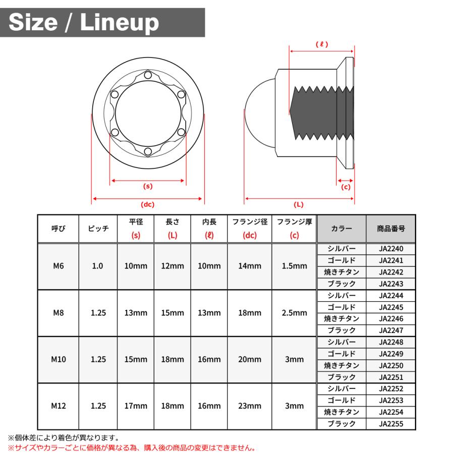 チタンナット ドームナット M10 P1.25 袋ナット フランジ付き ブラック JA2251 : TECH-MASTER バイクテン - 通販 - Yahoo!ショッピング