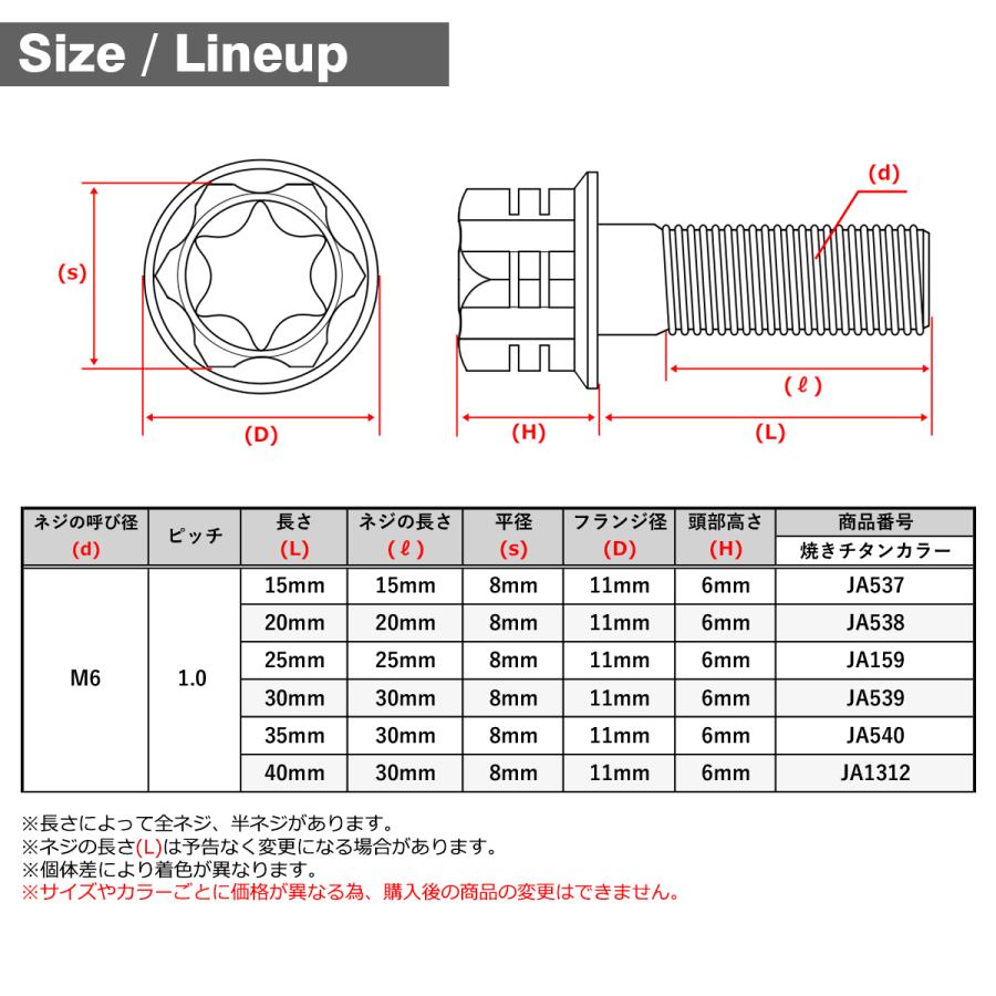 チタンボルト M6×35mm P1.0 ヘキサゴン トルクスヘッド キャップボルト 焼きチタンカラー 1個 JA540 : TECH ...
