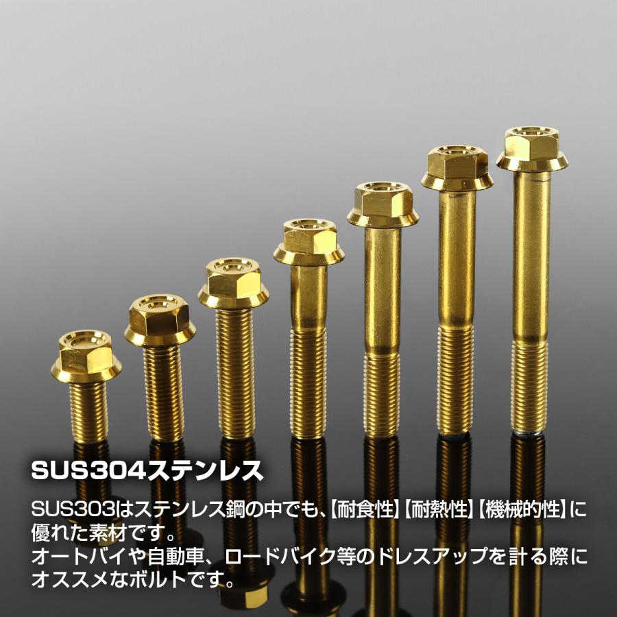 ステンレスボルト M10×15mm P1.25 フランジ付き 六角ボルト CNC ヘキサゴンヘッド ゴールドカラー TB1169 : TECH-MASTER バイクテン - 通販 ...