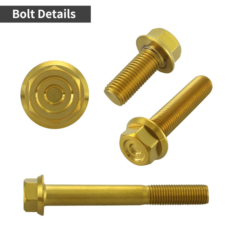 ステンレスボルト M10×50mm P1.25 フランジ付き 六角ボルト CNC ヘキサゴンヘッド ゴールドカラー TB1176 : TECH-MASTER バイクテン - 通販 ...