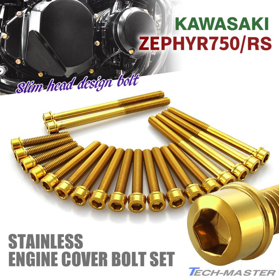 カワサキ ゼファー750 RS エンジンカバー クランクケース ボルト 20本セット ステンレス製 カワサキ車用 ゴールドカラー TB8964 : TECH-MASTER バイクテン - 通販 ...