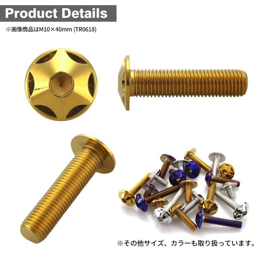 ステンレスボルト M10×35mm P1.25 ボタンボルト スターヘッド ゴールドカラー TR0617 : TECH-MASTER バイクテン - 通販 - Yahoo!ショッピング