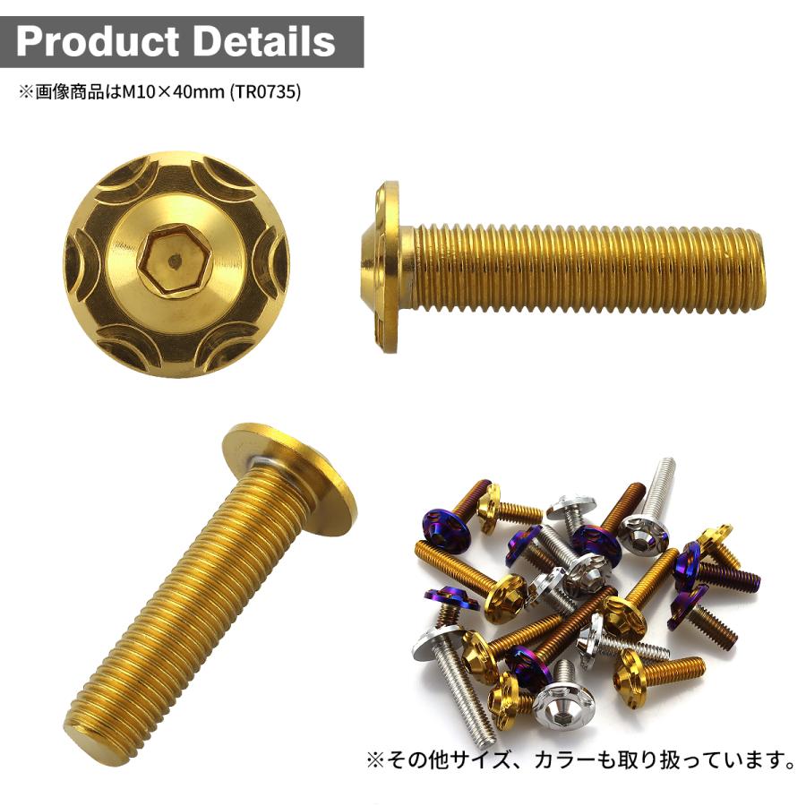 ステンレスボルト M10×40mm P1.25 ボタンボルト スノーヘッド ゴールドカラー TR0735 : tr0735 : TECH-MASTER バイクテン - 通販 - Yahoo ...